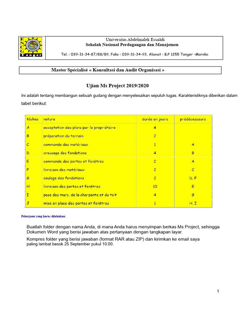 Ujian Ms Project Master CAO 2019-20 | PDF
