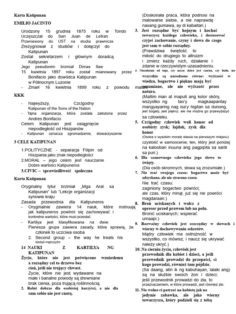 KARTILYA NG KATIPUNAN (Przewodnik) | PDF
