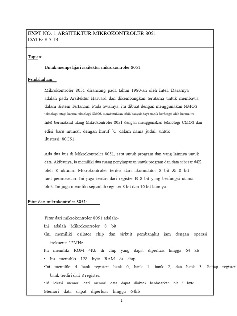 Arsitektur Mikrokontroler 8051 dan Fitur Utamanya | PDF