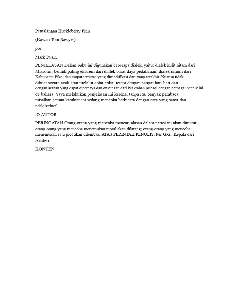 Petualangan Huckleberry Finn | PDF