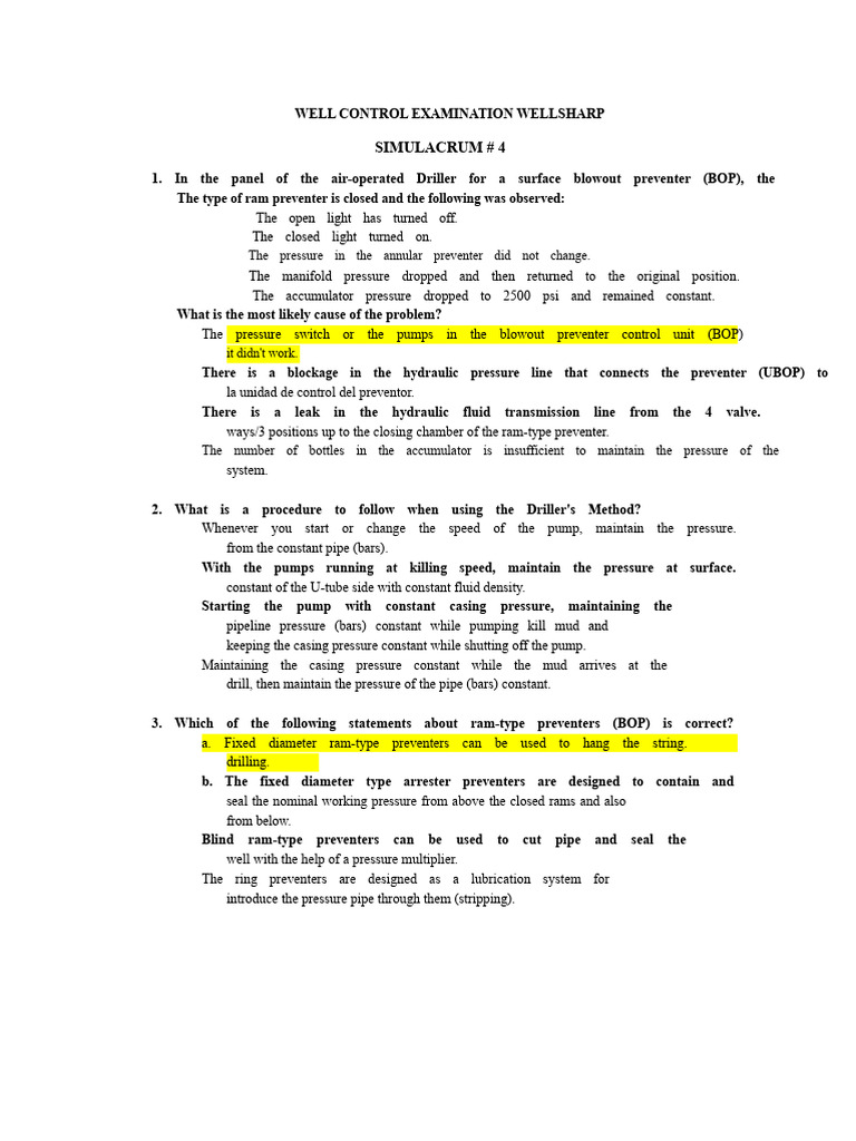 WellSharp Exam Mock 4 - copy[2553][1] | PDF | Casing (Borehole ...