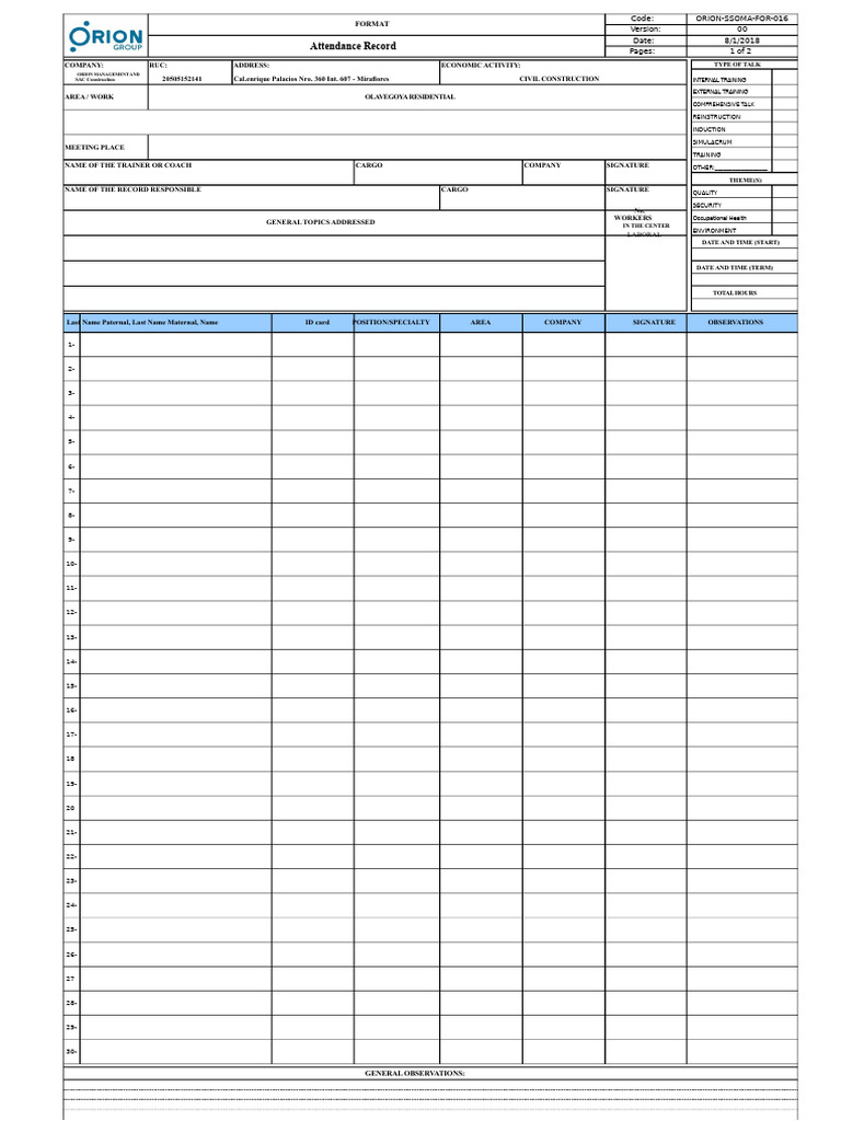 FORMAT 016 - Attendance Record | PDF | Authentication | Government And ...