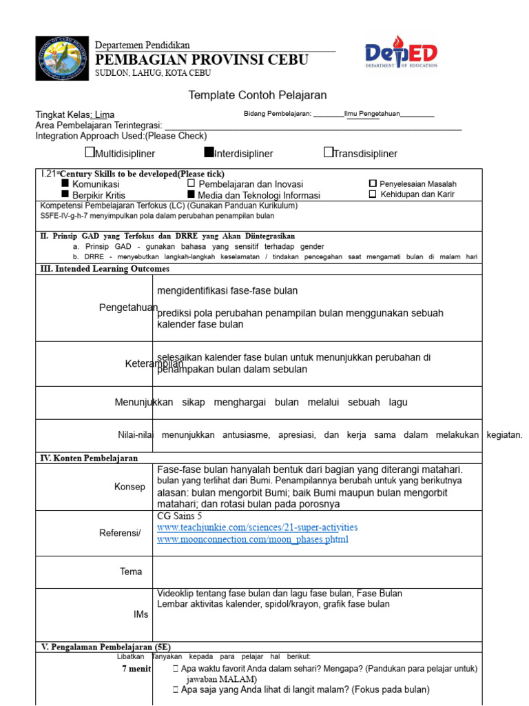 Template Contoh Pelajaran | PDF