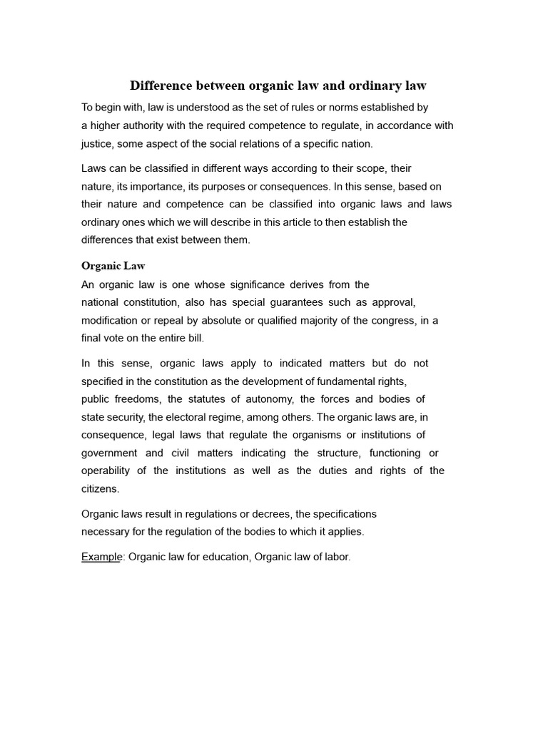 Organic vs Ordinary Law Explained | PDF | Hypothesis | Knowledge