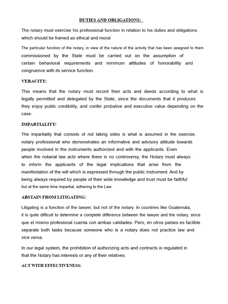 Duties and Obligations of the Notary .docx | PDF | Notary Public | Profession