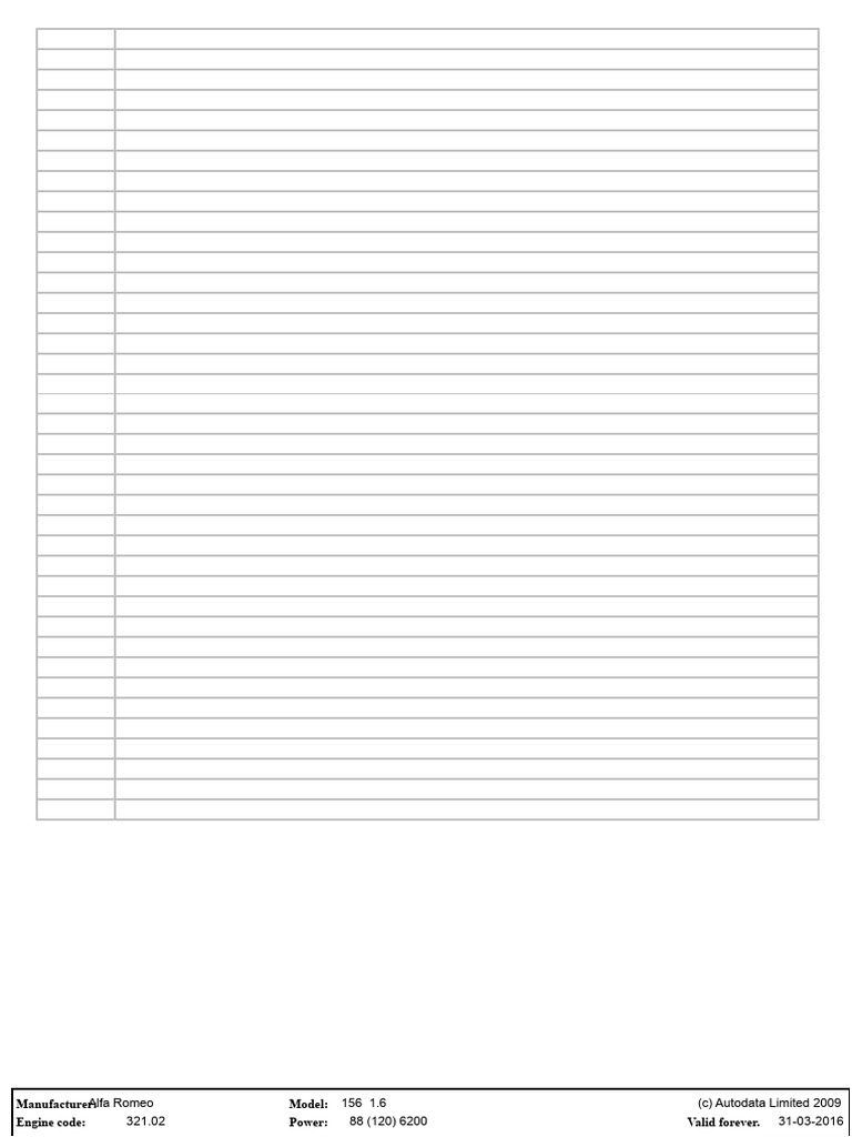 Alfa Romeo 156 1.6 1998 - 01 Engine Management | PDF