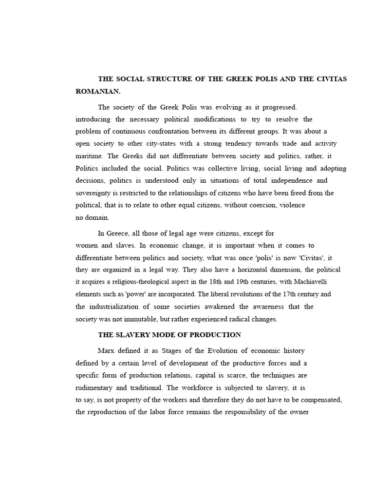 The Social Structure of The Greek Polis and The Roman Civitas | PDF ...