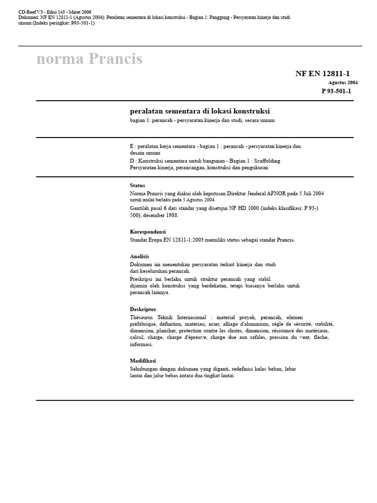 NF en 12811-1 | PDF