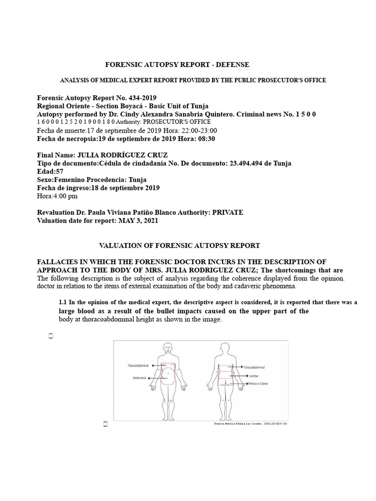 Expert Report of Autopsy - Refutation | PDF | Blood Vessel | Skeletal ...