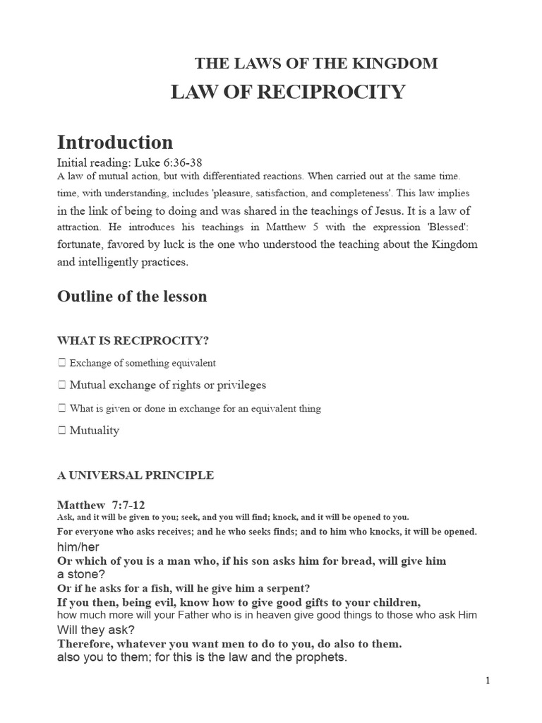 Law of Reciprocity | PDF | Religious Belief And Doctrine