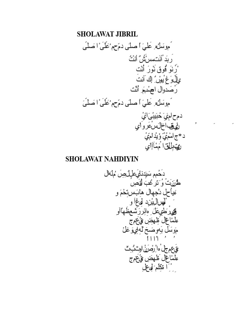 SHOLAWAT JIBRIL | PDF