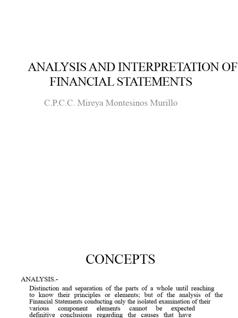 Analysis and Interpretation of Financial Statements | PDF | Information ...