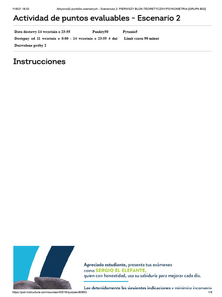 Aktywność punktów ocenianych - Scenariusz 2_ Pierwszy blok teoretyczny_psychometria-[Grupa b02 ...