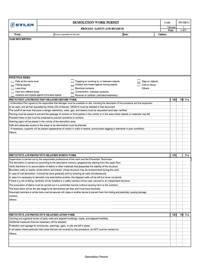 Demolition Work Permit | PDF | Demolition | Emergency