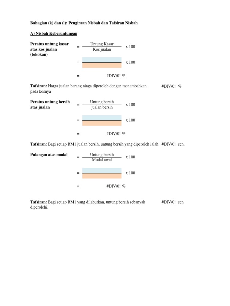 Tafsiran Dan Analisis Nisbah Excel | PDF