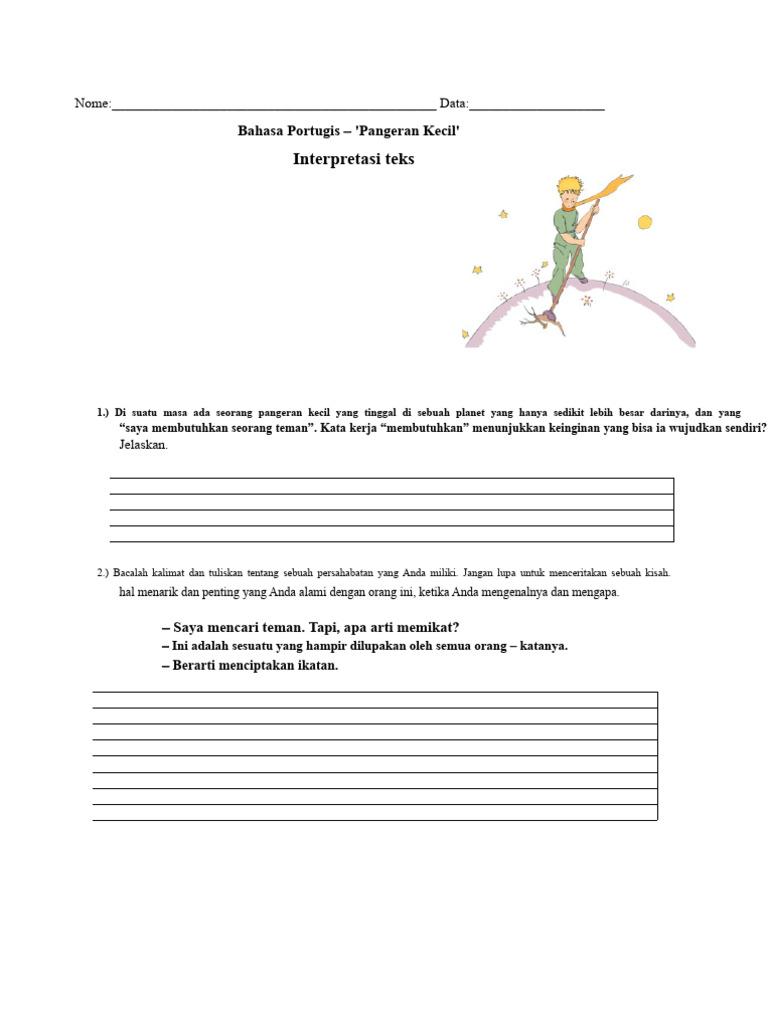 Aktivitas Si Pangeran Kecil - OK | PDF