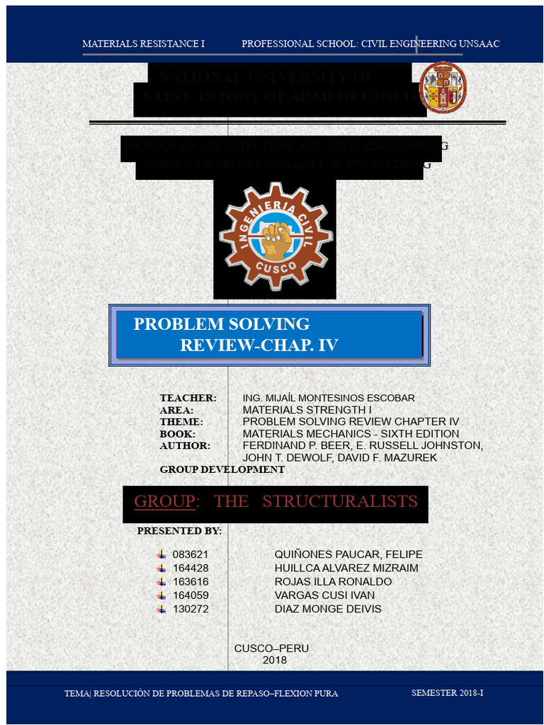 Materials Strength I Problem Solving Guide | PDF | Bending | Beam ...