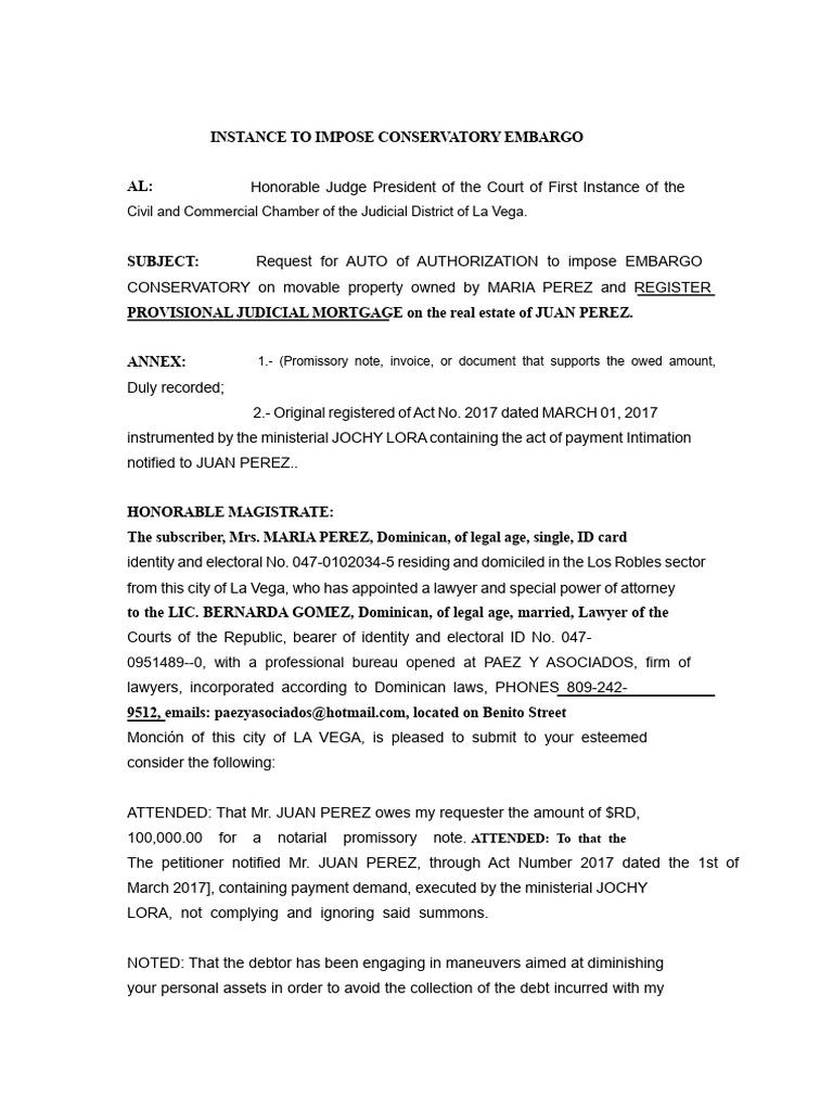 Instance To Attach Conservatory Embargo | PDF | Justice | Crime & Violence