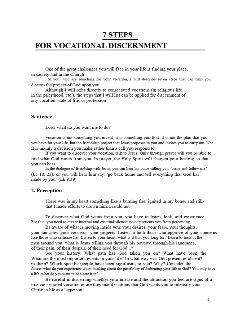 7 Steps For Vocational Discernment | PDF | Jesus | Prayer