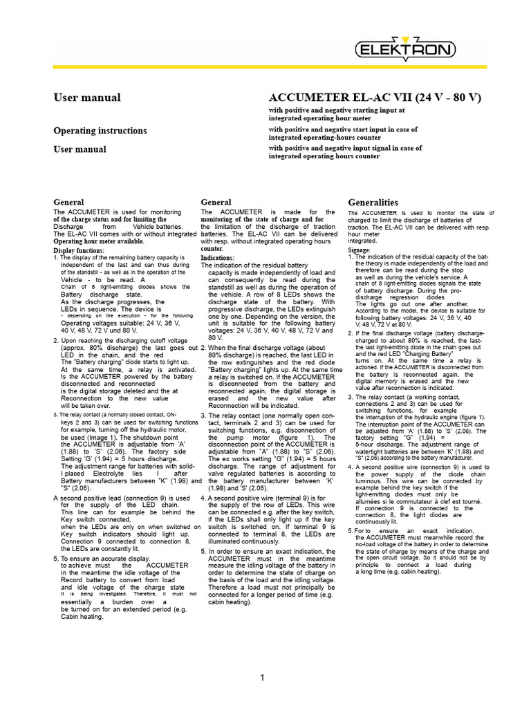 ACCUMETER EL-AC VII User Manual | PDF | Electrical Connector | Diode