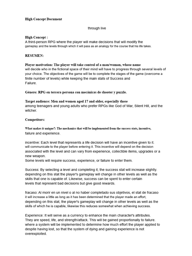 High Concept Document.pdf | PDF | Gaming