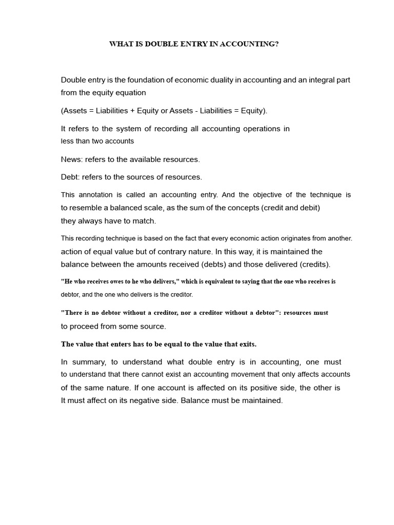 Understanding Double Entry Accounting | PDF | Debits And Credits ...