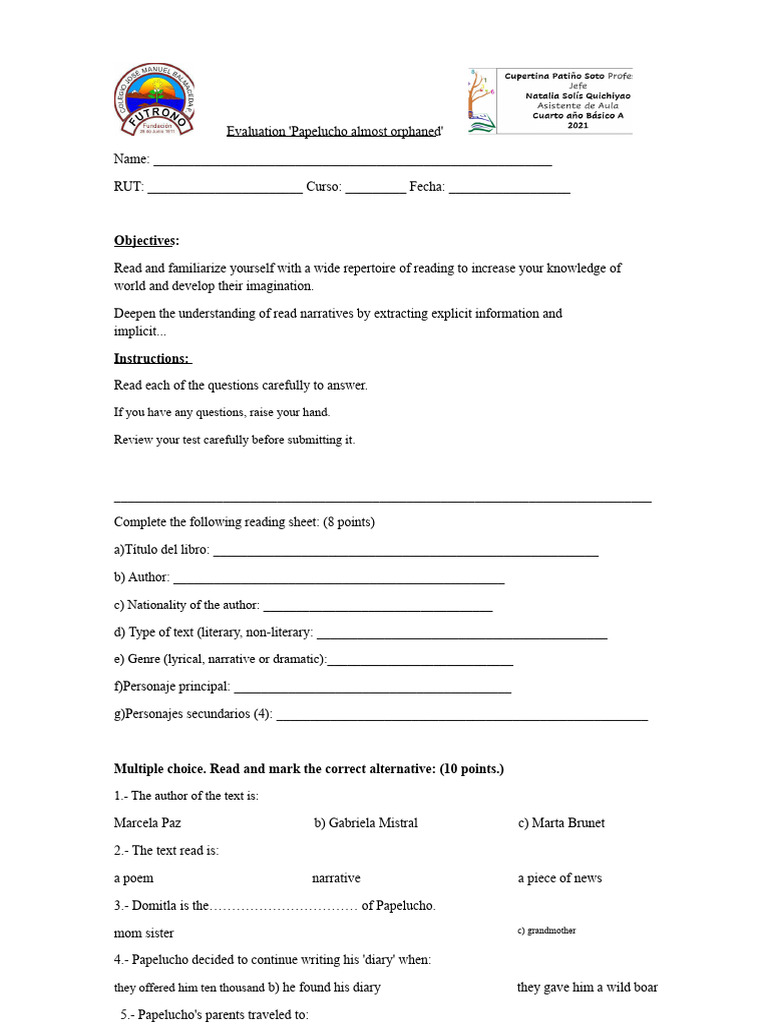 Test Paperucho Almost Orphan | PDF | Multiple Choice