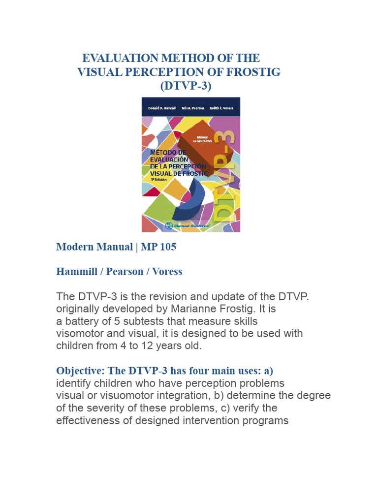 Frostig's Visual Perception Assessment Method | PDF