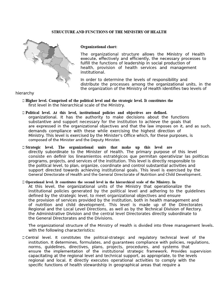 Ministry of Health Structure Overview | PDF | Hierarchy | Regulatory ...