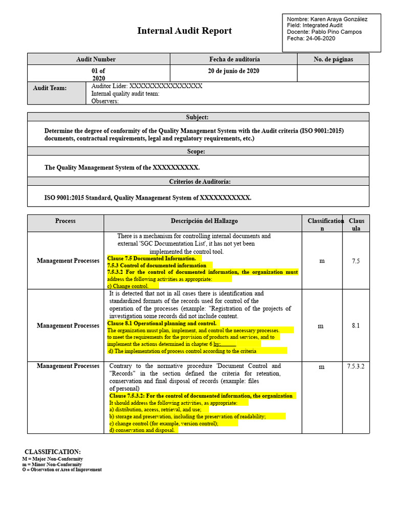 Non-Conformity Task | PDF | Audit | Quality Management System
