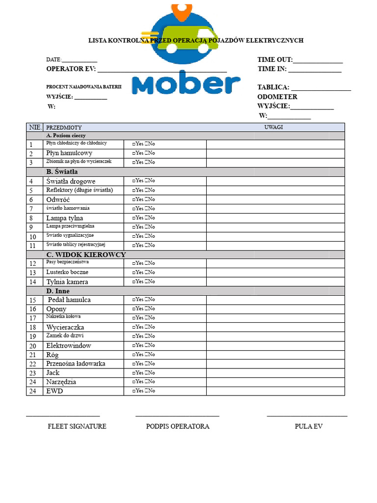 EV CHECKLIST.pdf | PDF