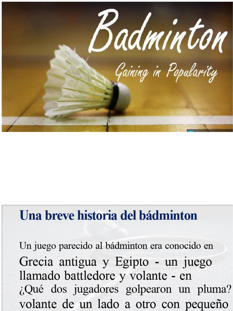 Historia y reglas del bádminton | PDF | Deportes tradicionales | Deportes