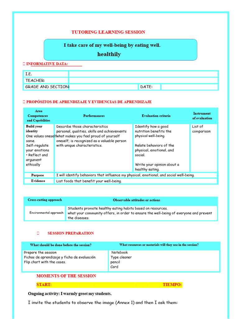 Tutoring - I Take Care of My Well-Being | PDF | Well Being | Behavior