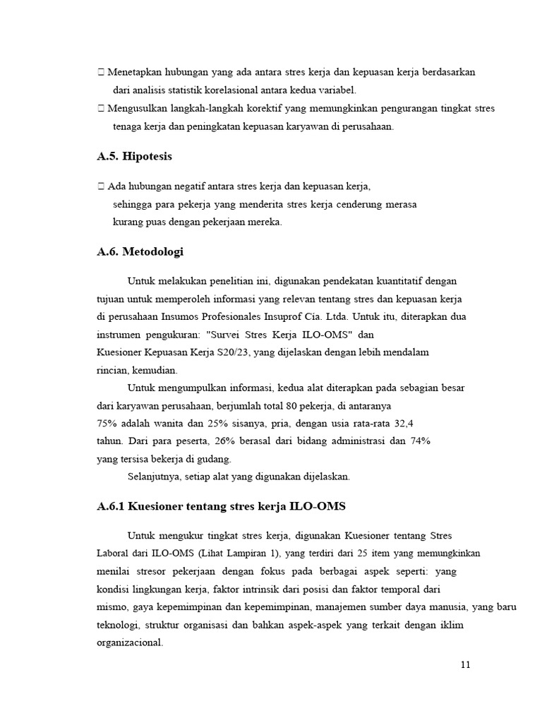 Kuesioner Stres Kerja ILO-OMS | PDF