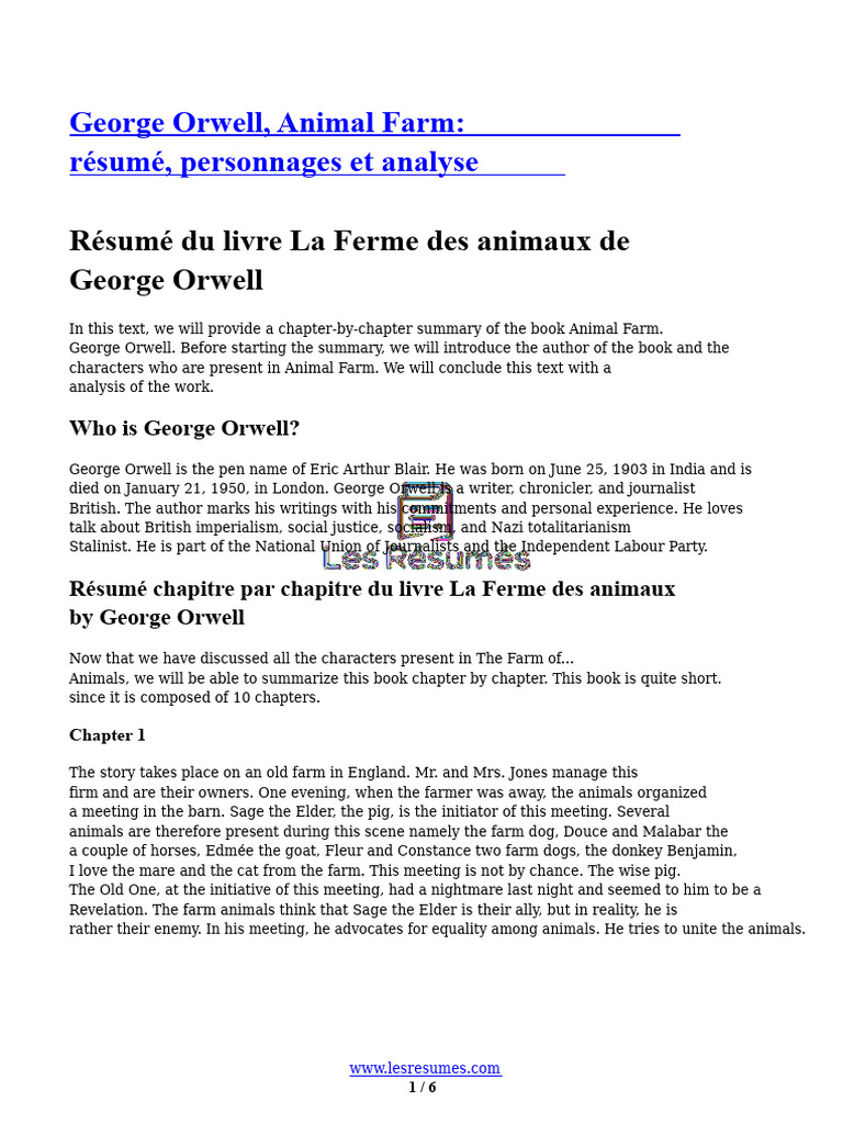 Animal Farm Summary and Character Analysis | PDF