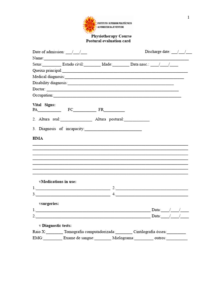 Postural Assessment Postural Physiotherapy PDF | PDF | Anatomical Terms ...