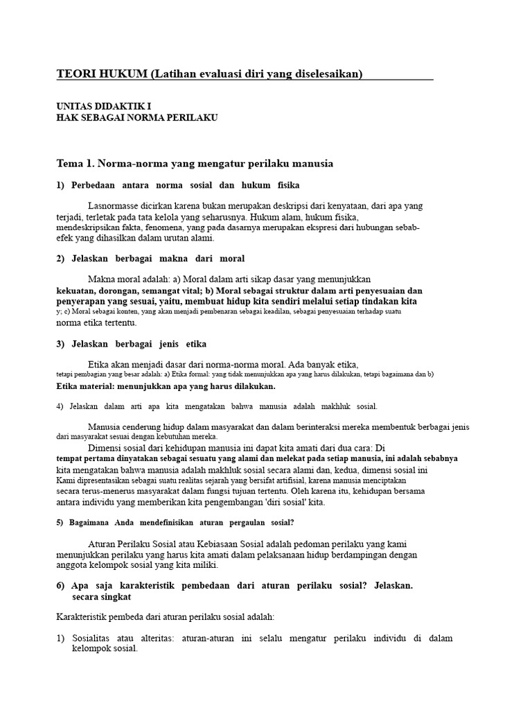 Teori Hukum: Norma dan Etika Perilaku | PDF