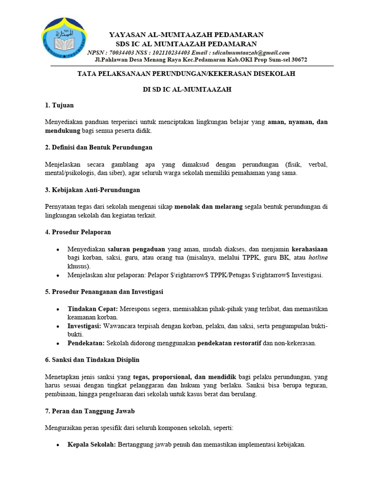 Panduan Anti-Perundungan SD Al-Mumtazah | PDF
