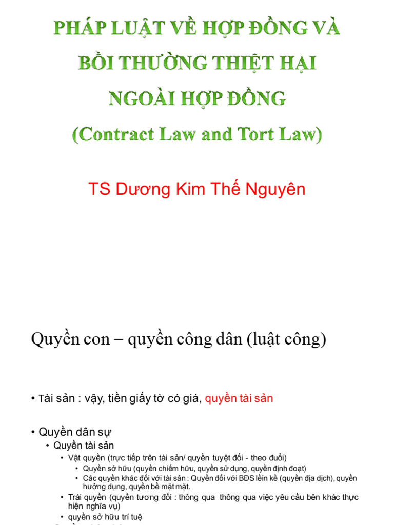 LUAT DAN SU 2- Hop dong va BTTH (gửi học viên) | PDF