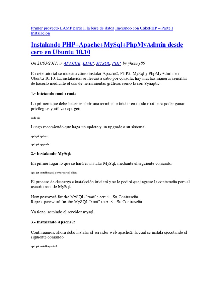 Primer Proyecto LAMP Parte I | PDF | Php | Servidor HTTP Apache