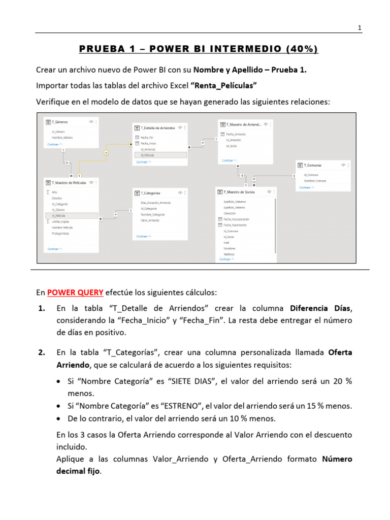 Prueba 1 - Power Bi Intermedio | PDF