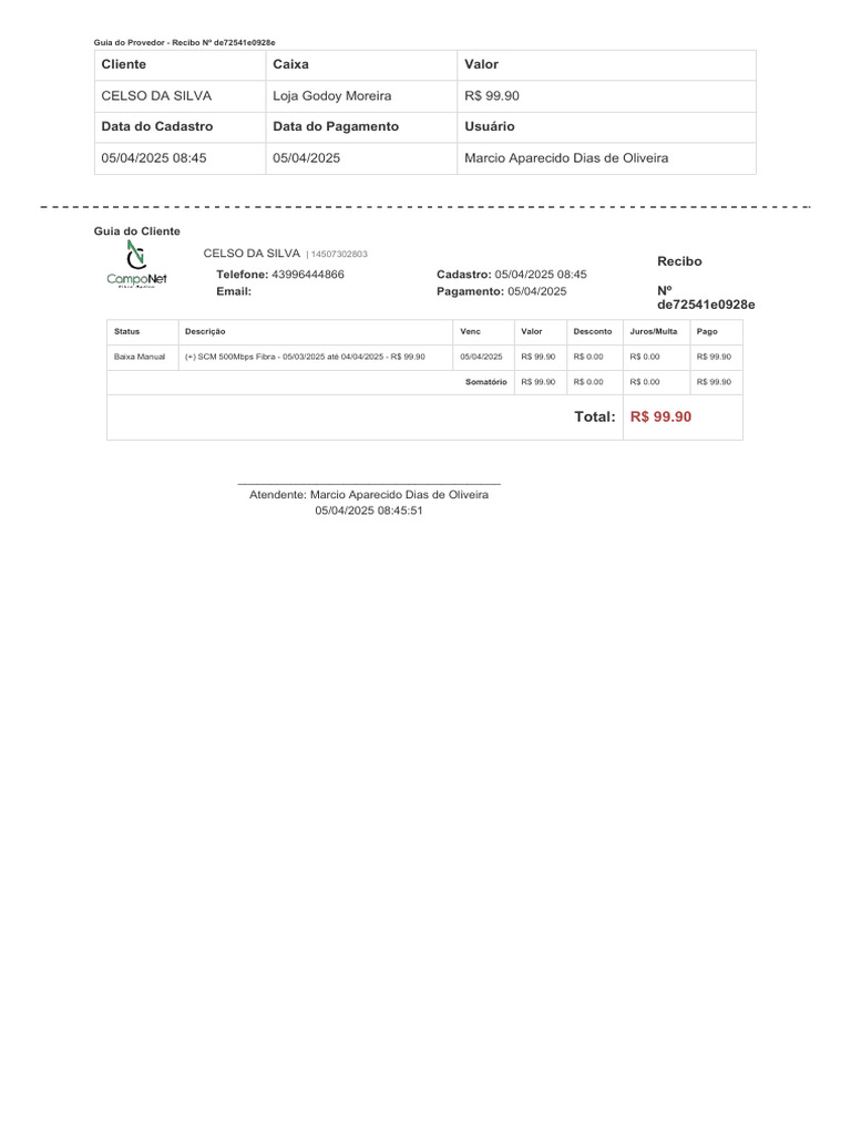 Celso Da Silva Loja Godoy Moreira R$ 99.90: Cliente Caixa Valor | PDF