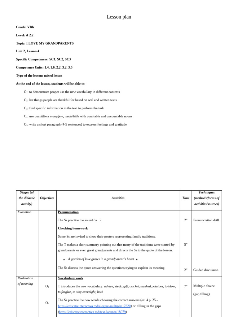 UNIT 2_Lesson 4_I Love My Grandparents | PDF | Plural | Grammar