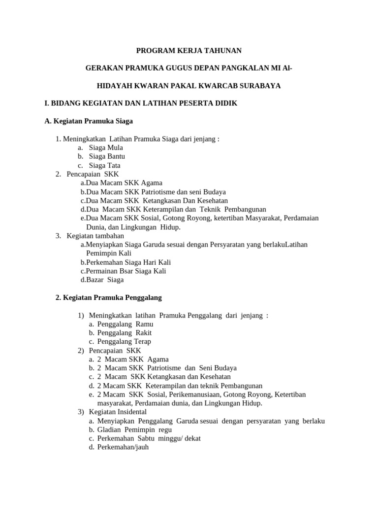 Program Kerja Tahunan Pramuka | PDF