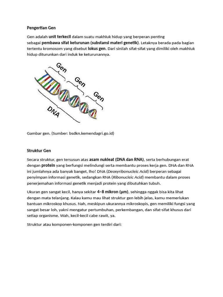 Pengertian dan Struktur Gen dalam Biologi | PDF