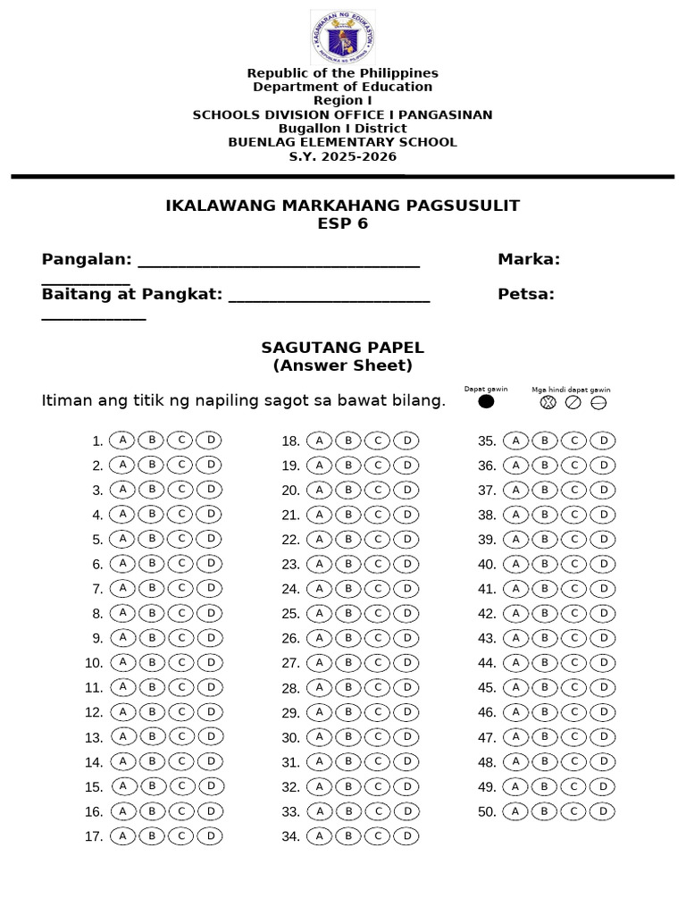 Answer Sheet Shading | PDF | Chess Theory | Chess