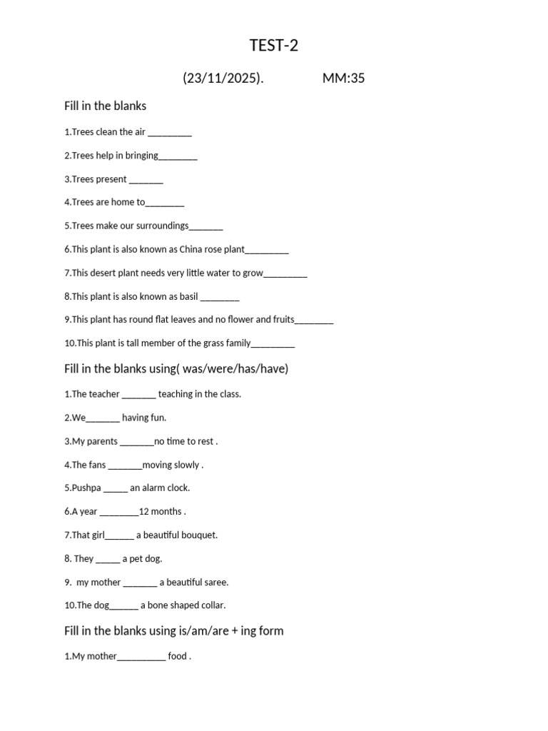Fill-in-the-Blank Language Exercises | PDF