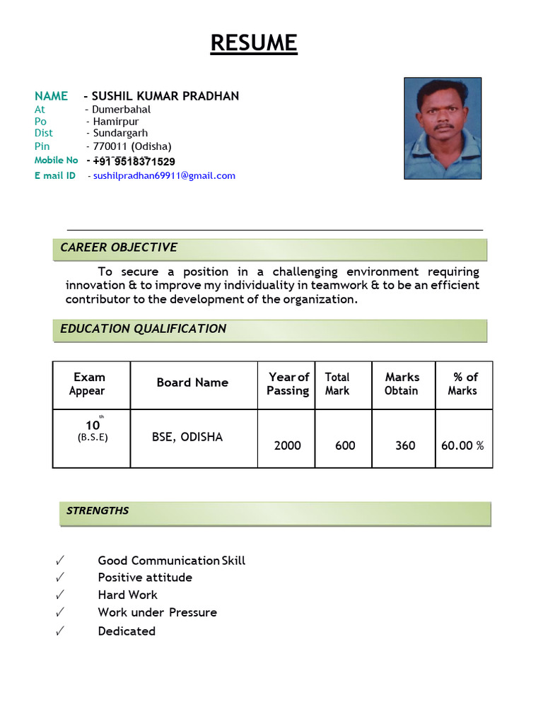 MR - Sushil Kumar Pradhan Resume | PDF