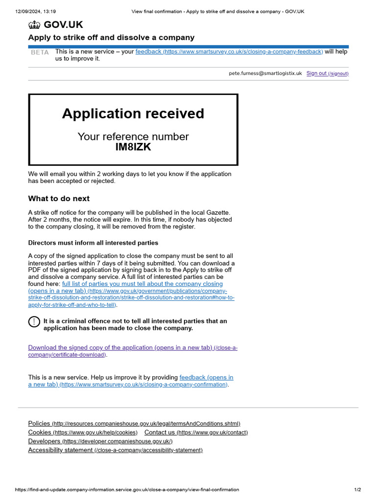 Company Strike Off Application Process | PDF | Common Law | Government