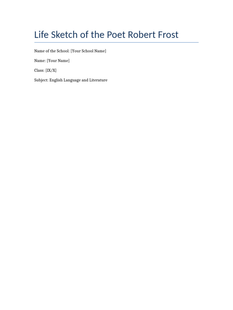 Robert Frost: Life and Poetry Overview | PDF | Writing | Poetry